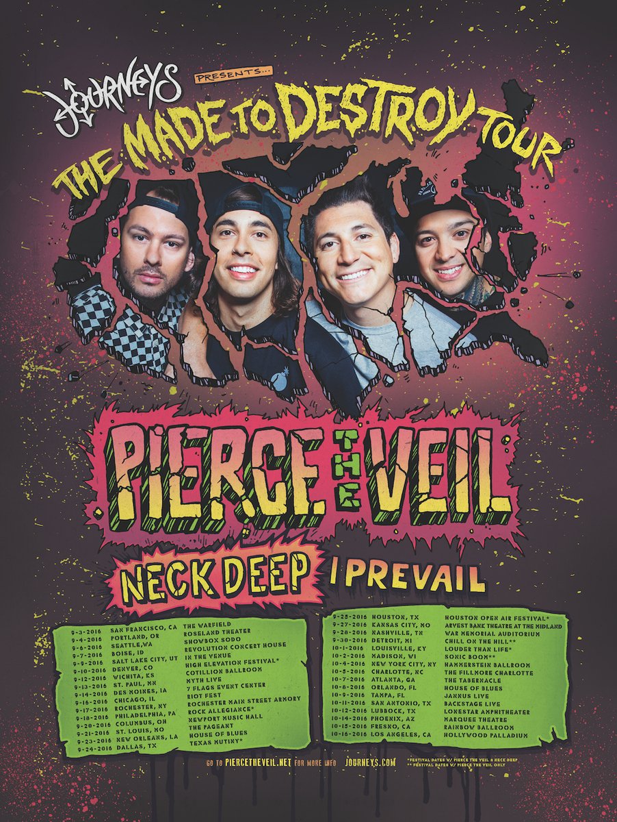 Pierce The Veil Announce 2016 Tour With Neck Deep & I Prevail – Metal ...