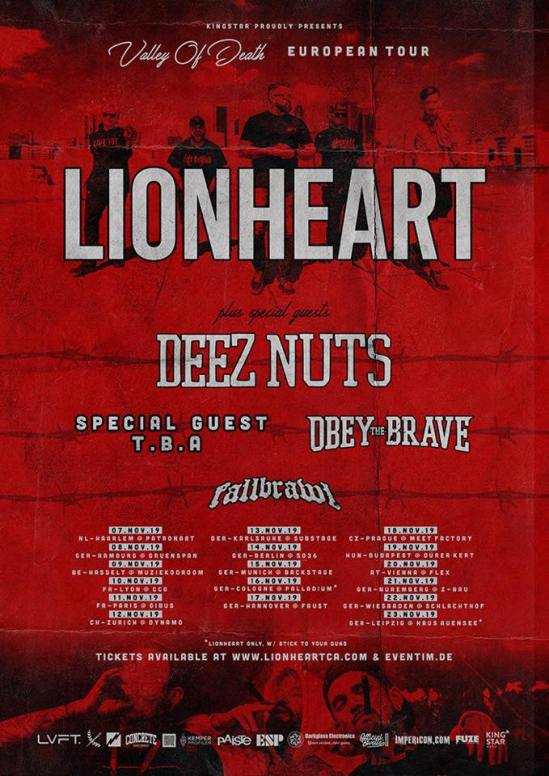 Lionheart Announce European Tour With Deez Nuts, Obey The Brave ...
