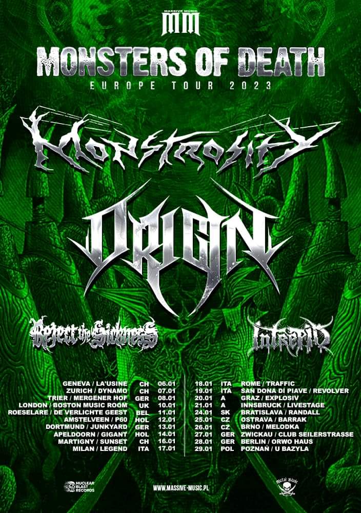 Monstrosity And Origin To Co-Headline 2023 “Monsters Of Death European ...