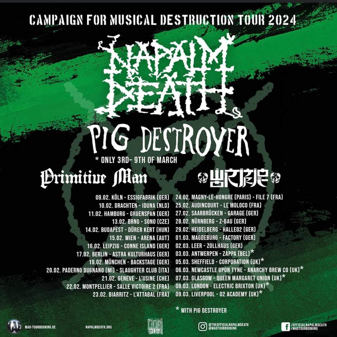 Napalm Death Announce European/UK Tour – Metal Anarchy