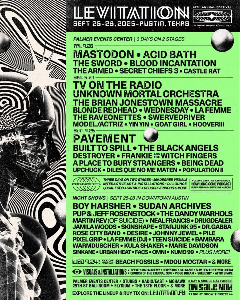 Mastodon, Acid Bath, The Sword, Etc. Set For 2025 LEVITATION Festival ...