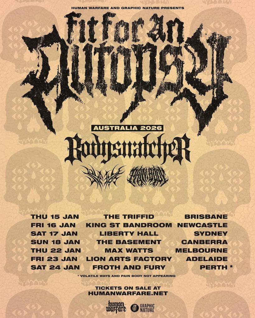 Fit For An Autopsy Announce 2026 Australian Tour With Bodysnatcher ...