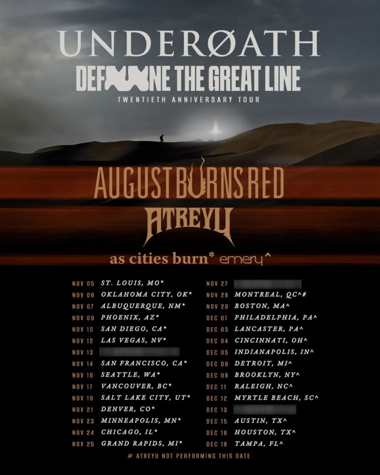 Underoath Announce “Define The Great Line” 20th Anniversary Tour With ...